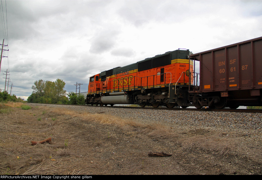 BNSF 8963 Dpu on a ore train.